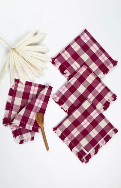 ARCHIVE NEW YORK Handwoven Abigail Cranberry Cotton Party Napkins - Red