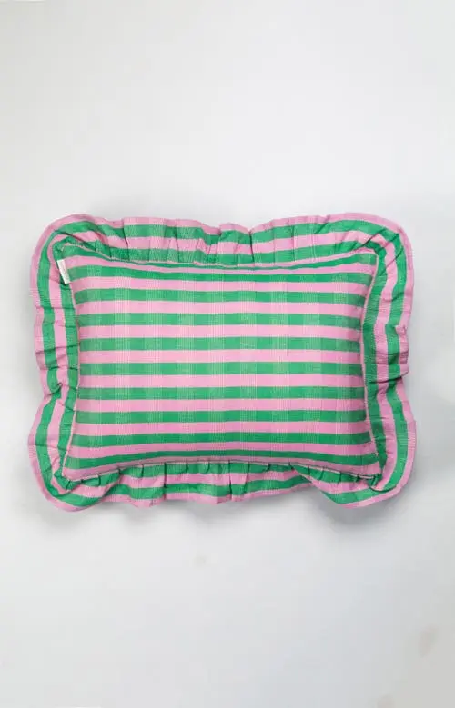 ARCHIVE NEW YORK Handwoven Classic Ruffle Square Cotton Throw Pillow - Green