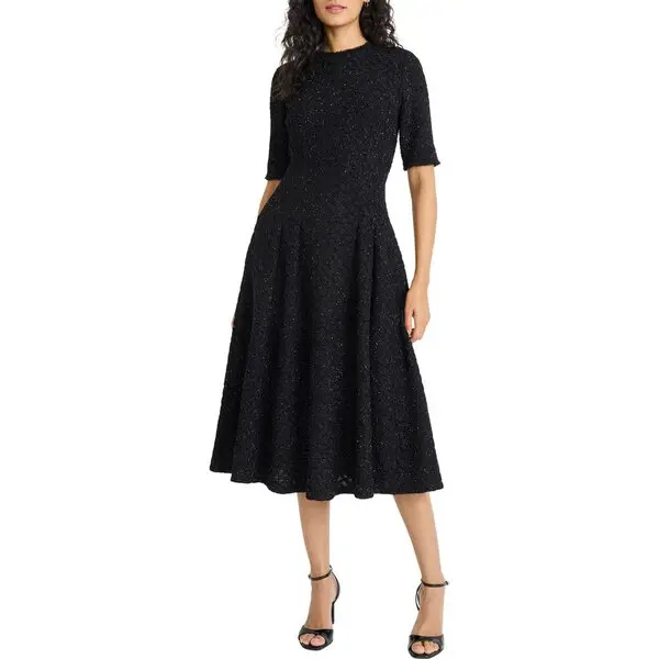 Maggy London Metallic Fit & Flare Midi Dress
