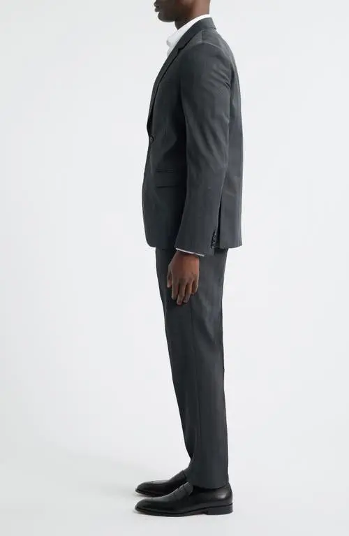 BOSS Houston Slim Fit Charcoal Grey Wool Blend Herringbone Suit