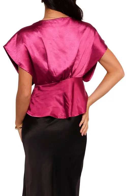 PETAL & PUP Peplum Satin Top - Raspberry
