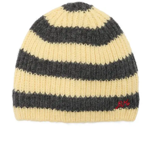 DAMSON MADDER Striped Knit Beanie - Ivory Multi