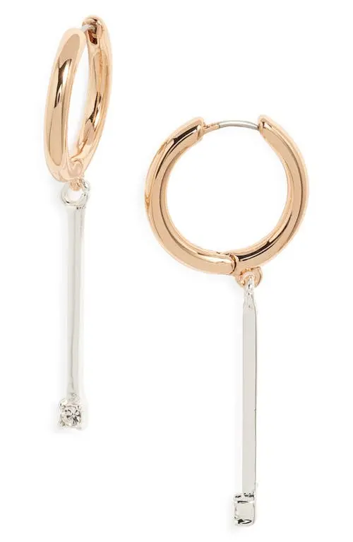 OPEN EDIT Bar Drop Hoop Earrings - Clear- Goldilver