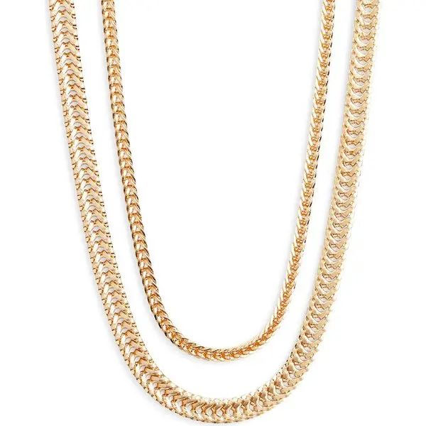 OPEN EDIT Set Of 2 Herringbone Chain Necklaces - Gold