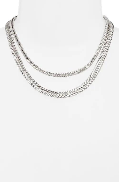OPEN EDIT Set Of 2 Herringbone Chain Necklaces - Silver