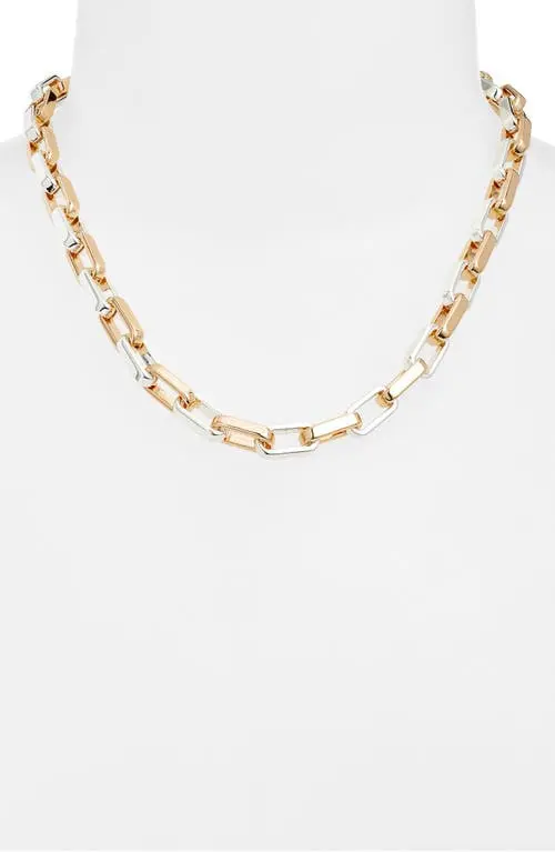 OPEN EDIT Two-tone Rectangle Link Chain Necklace