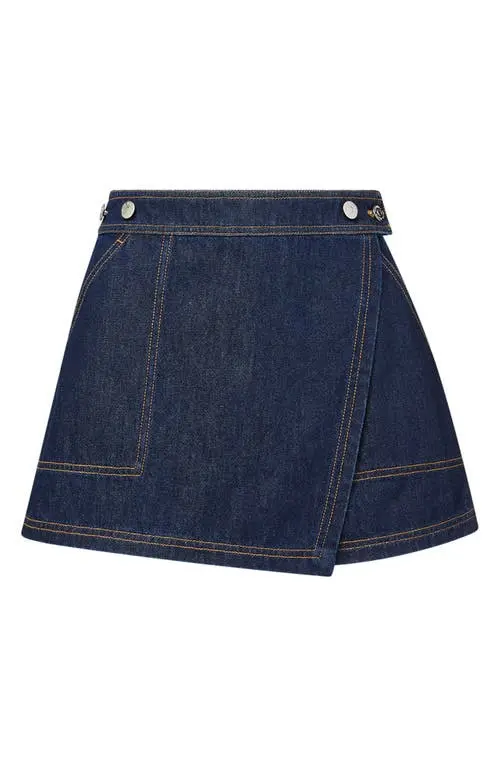 Veronica Beard Winslet Wrap Denim Skort