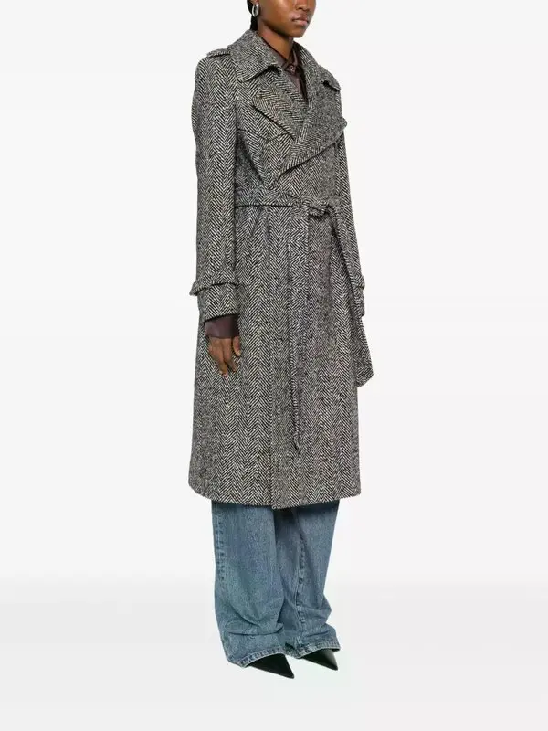 Tagliatore Herringbone-pattern Belted Coat
