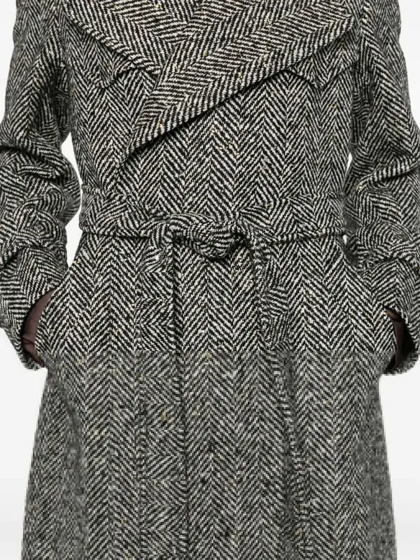 Tagliatore Herringbone-pattern Belted Coat