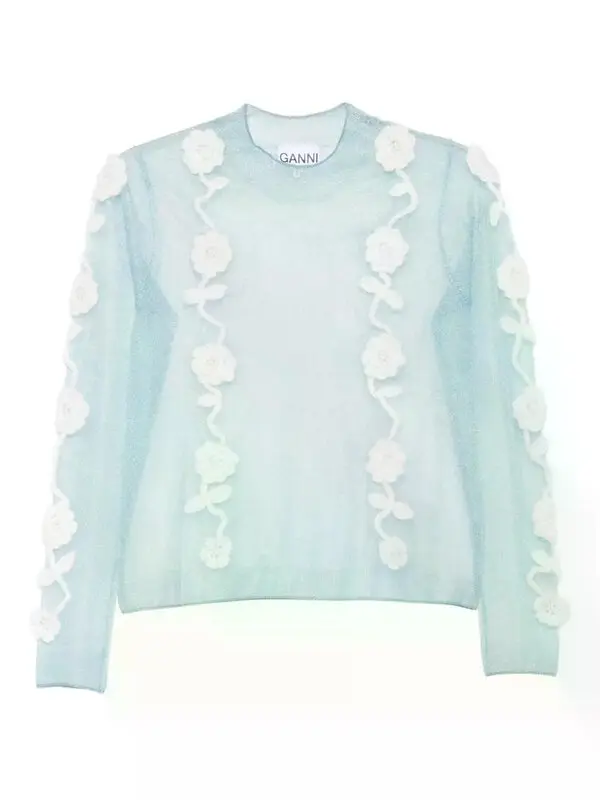 GANNI Floral-appliqué Blouse