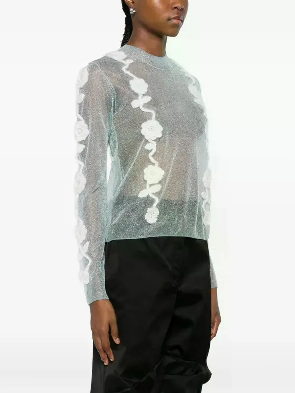 GANNI Floral-appliqué Blouse