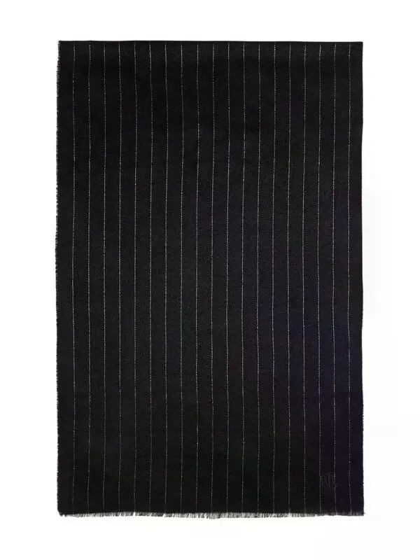 Ralph Lauren Striped Fringed Scarf - Black