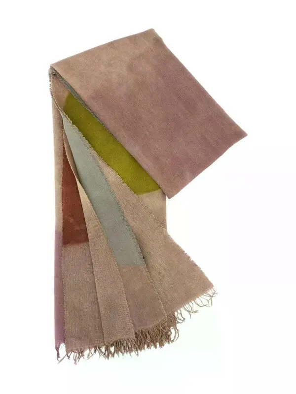 EXQUISITE J Geometric-graffic Fringed Scarf - Neutrals