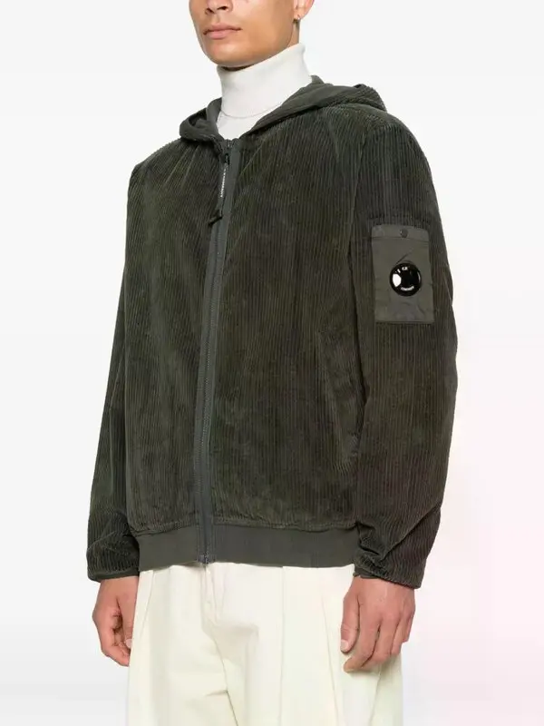 C.P. Company Corduroy Zip-Up Hoodie - Green - 10% Off | Editorialist
