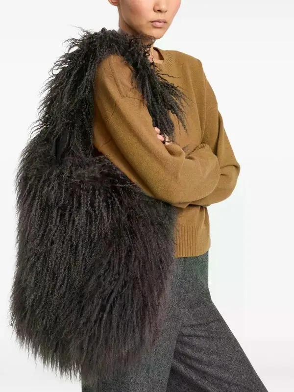 YVES SALOMON Shearling Shoulder Bag - Grey