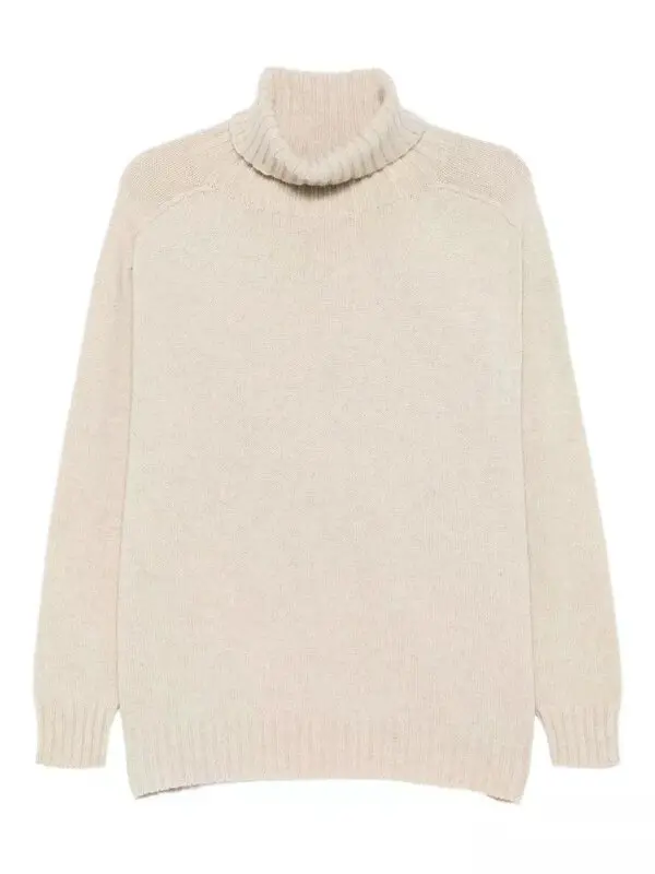 Eric Bompard Cashmere Roll Neck Raglan Sleeve Sweater - Neutrals