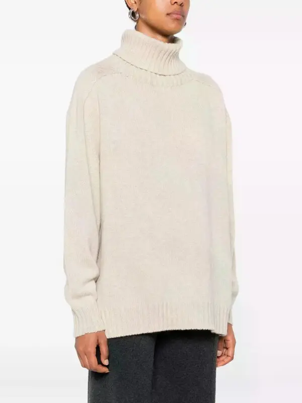 Eric Bompard Cashmere Roll Neck Raglan Sleeve Sweater - Neutrals