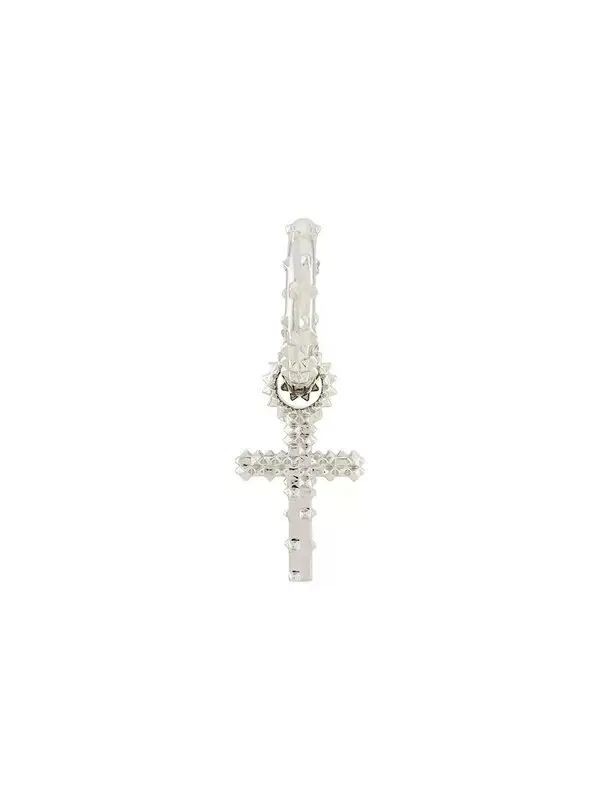 KASUN LONDON Cross Hoop Earring - Silver