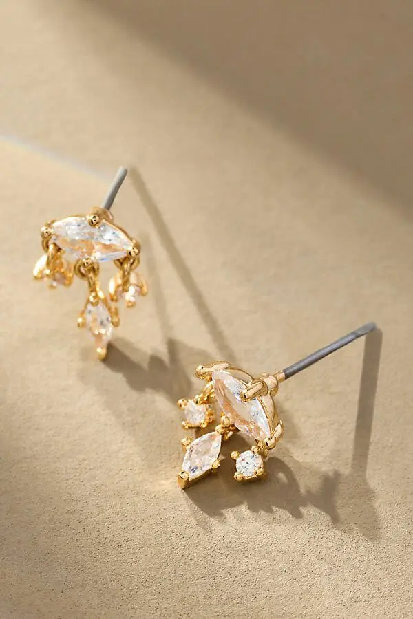 Anthropologie Crystal Marquis Earrings - Gold