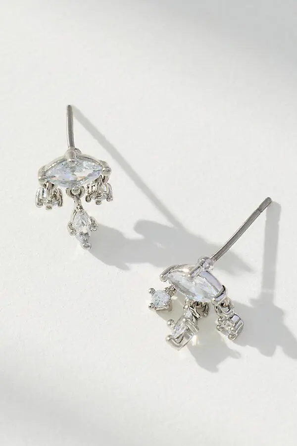 Anthropologie Crystal Marquis Earrings - Silver