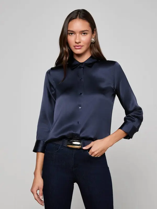 L'Agence Dani Silk Blouse Top