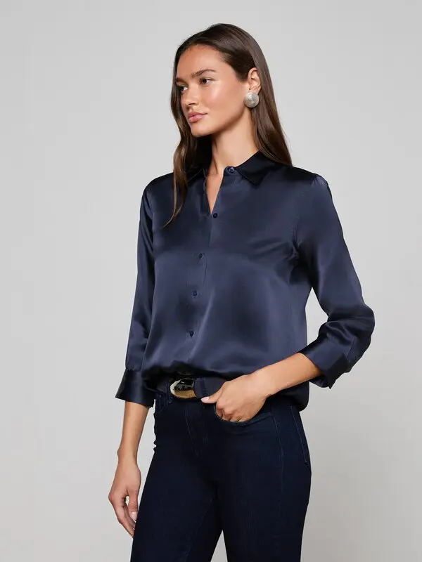 L'Agence Dani Silk Blouse Top