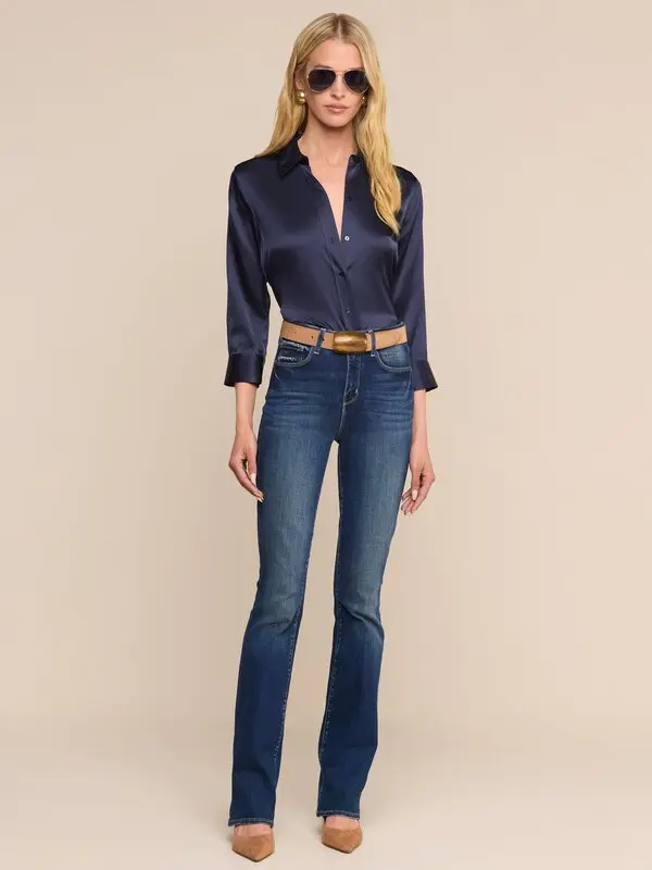 L'Agence Dani Silk Blouse Top - Midnight