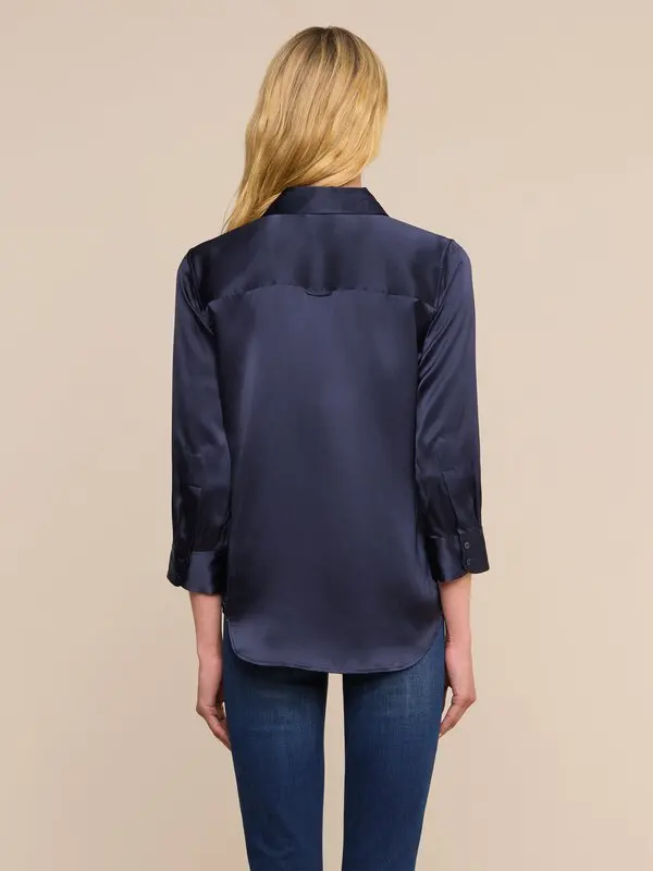 L'Agence Dani Silk Blouse Top - Midnight