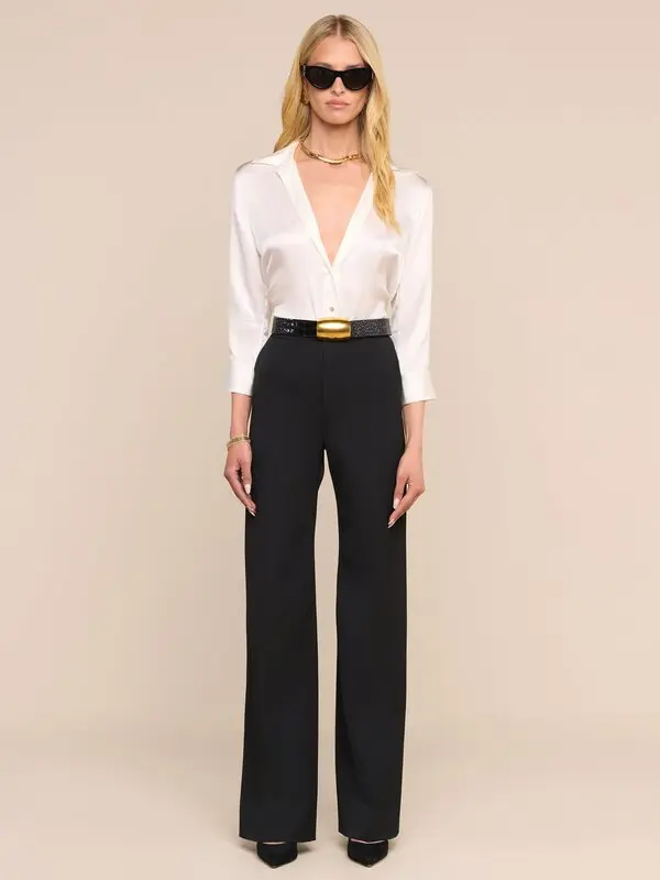 L'Agence Dani Silk Blouse Top - Ivory
