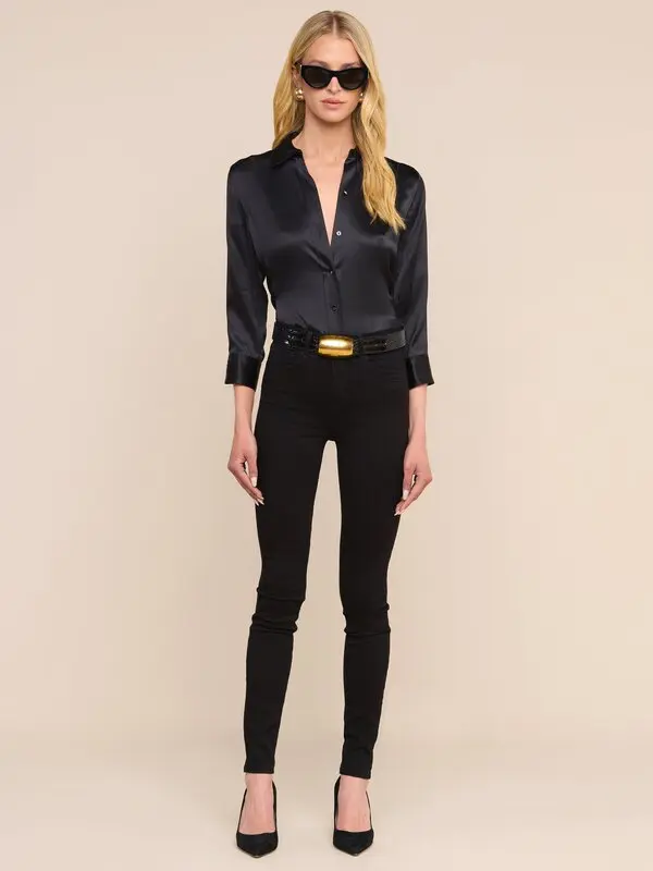 L'Agence Dani Silk Button-down Blouse - Black