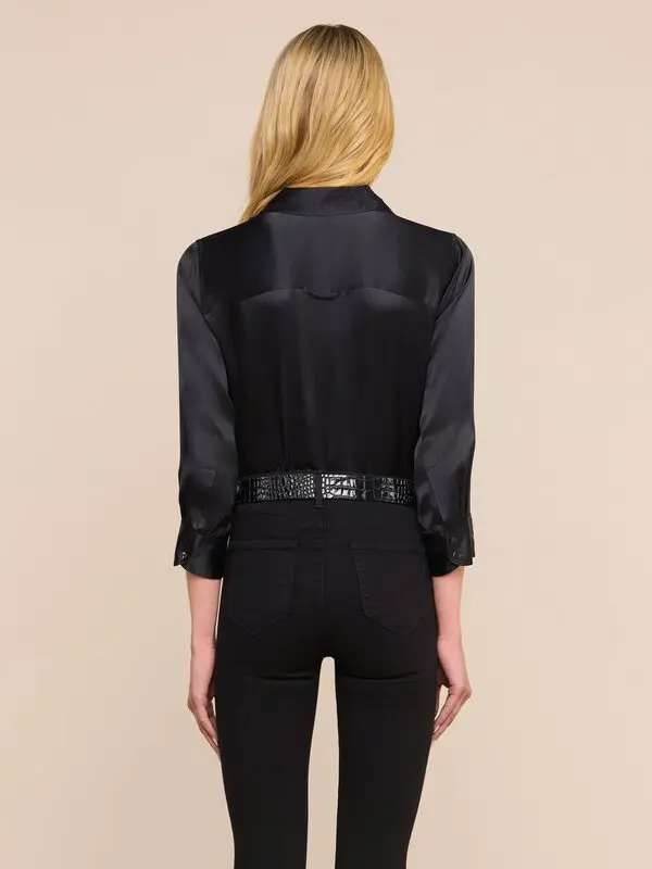 L'Agence Dani Silk Button-down Blouse - Black