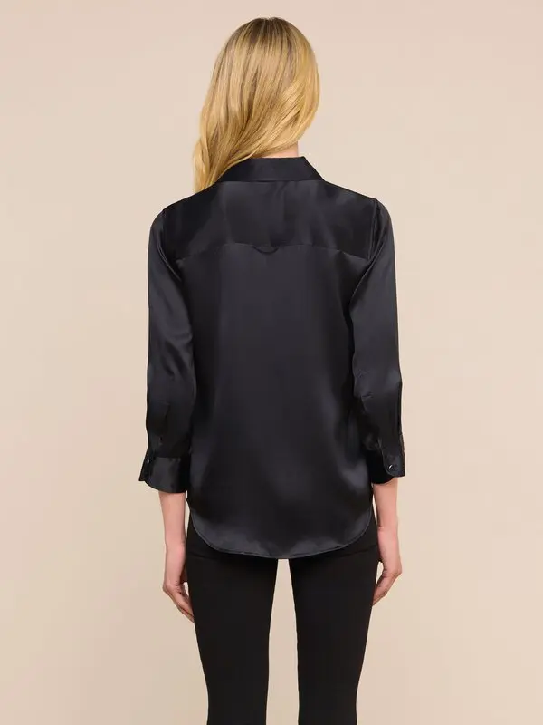 L'Agence Dani Silk Button-down Blouse - Black