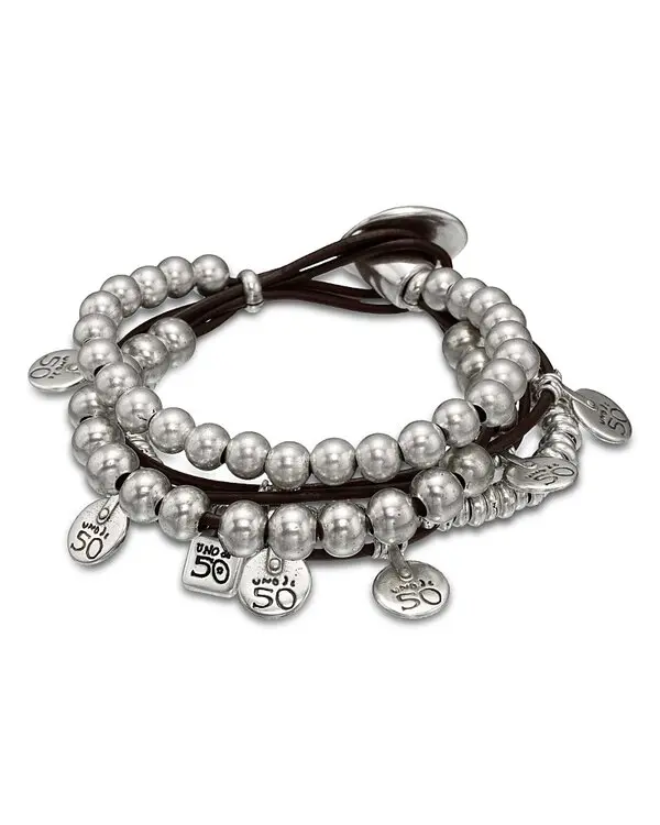 UNODE50 Bond Wrap Bracelet With Sterling -plated Metal And Leather - Silver
