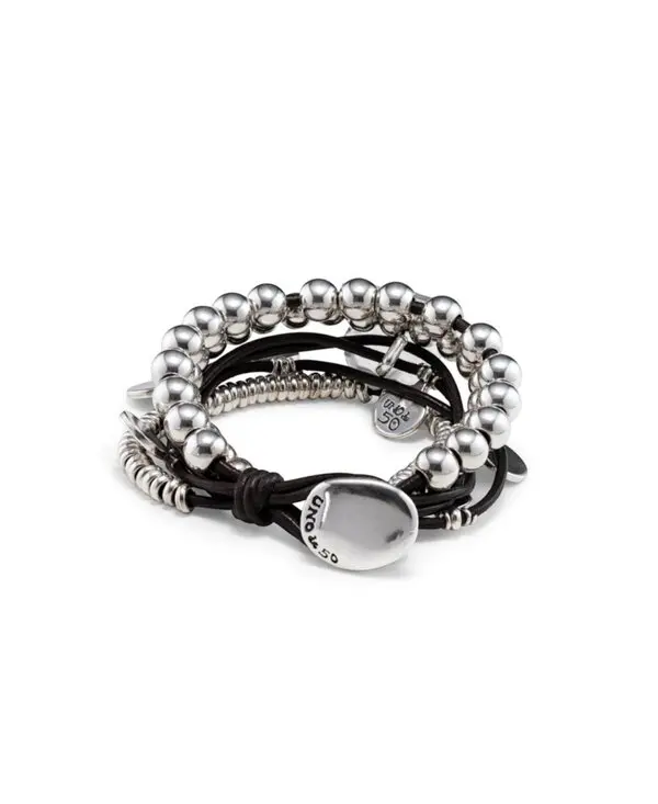UNODE50 Bond Wrap Bracelet With Sterling -plated Metal And Leather