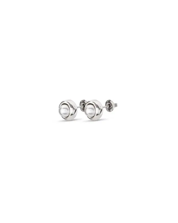 UNODE50 Sterling Plated Pearl Stud Earrings