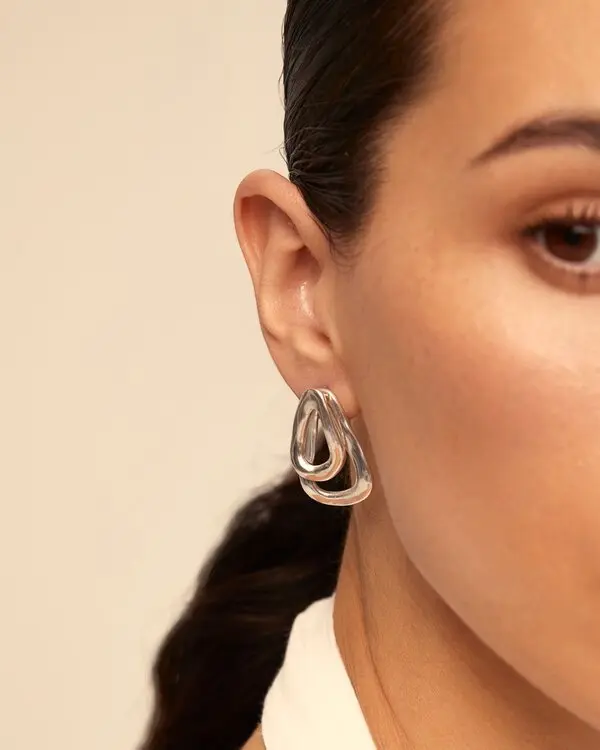 UNODE50 Interlocked Link Earrings - Silver