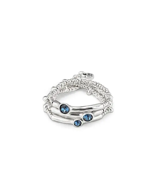 UNODE50 Sterling Plated Beaded Bracelet With Blue Stones - Silver