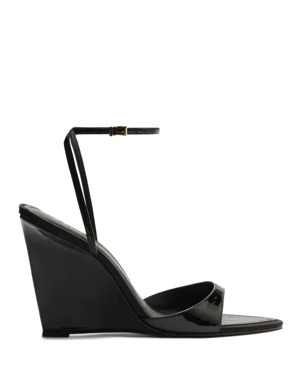 Schutz Elodie Wedge Sandals - Black Suede