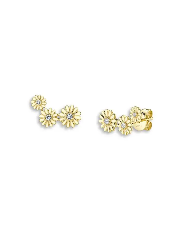 MOON & MEADOW Diamond Flower Stud Earrings - Gold