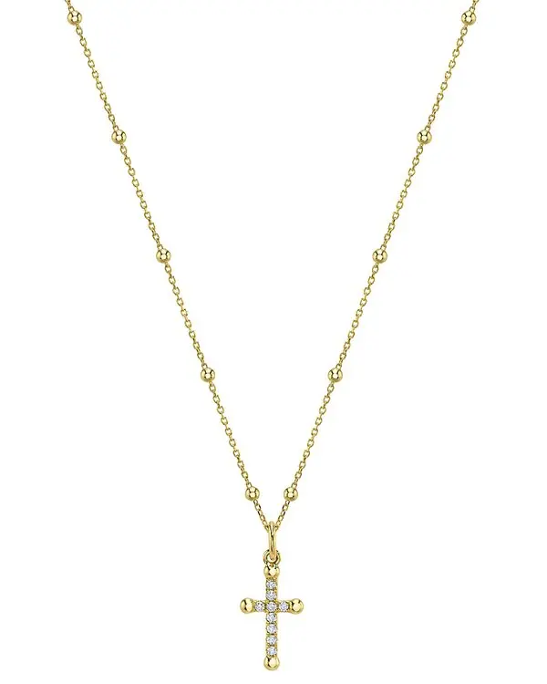 MOON & MEADOW 14k Yellow Diamond Cross Pendant Necklace - Gold