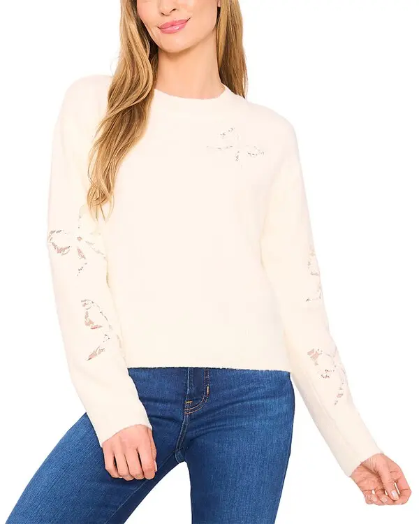 CECE DUPRAZ Lace Bow Sweater - Buttercream