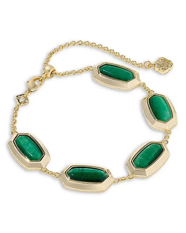 Kendra Scott Elaina Stone Bezel Chain Bracelet - Gold/green