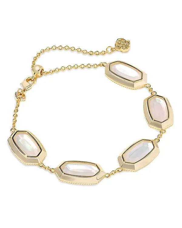 Kendra Scott Elaina Stone Bezel Chain Bracelet - Gold/white