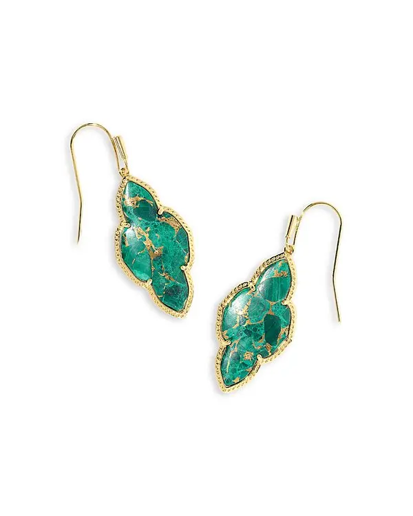 Kendra Scott Abbie Malachite Drop Earrings - Gold/green