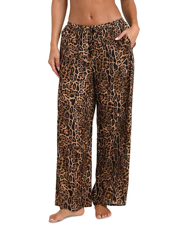 L'Agence Geraldine Patch Leopard Pants Swim Cover-up - Natural