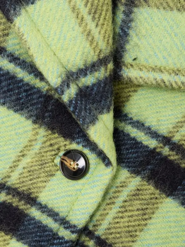 GANNI Oversized Double-breasted Checked Brushed-wool Coat