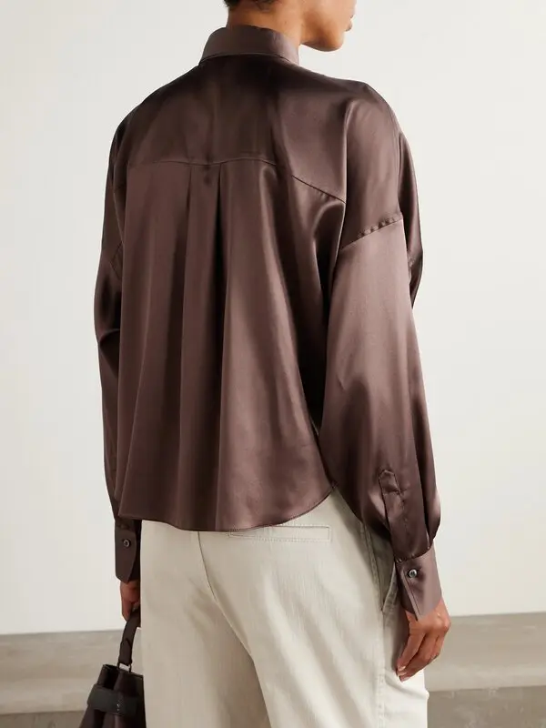 Brunello Cucinelli Gathered Silk-blend Satin Shirt
