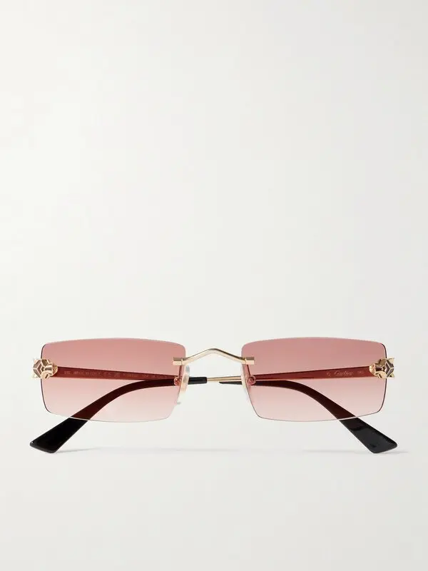 Cartier Panthère Classic Rimless Rectangle-frame Sunglasses - Gold