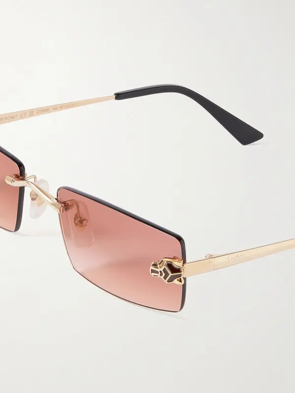 Cartier Panthère Classic Rimless Rectangle-frame Sunglasses - Gold