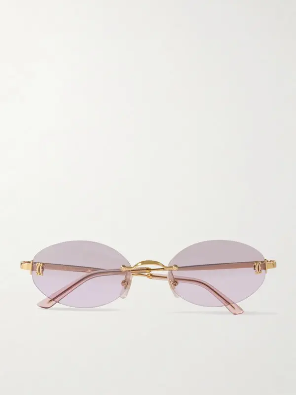 Cartier Double C Rimless Oval-frame Sunglasses - Gold